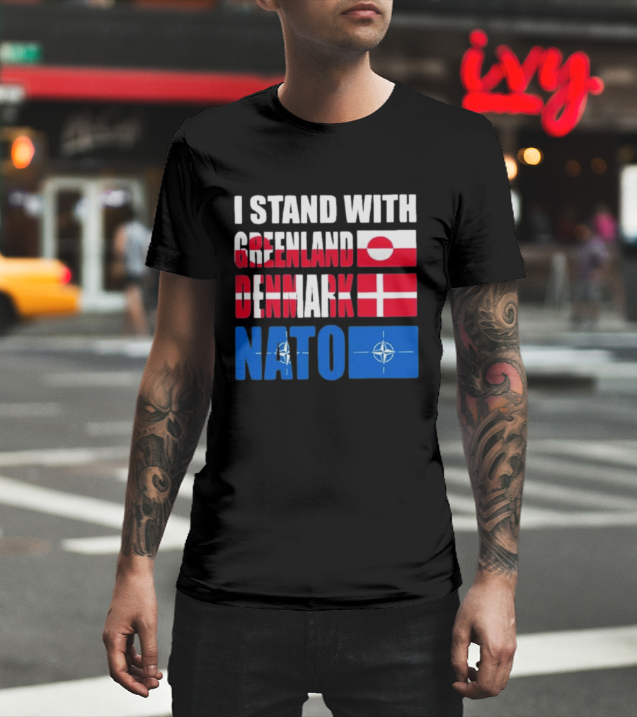 I Stand With Greenland Denmark NATO Flags Support T-Shirt
