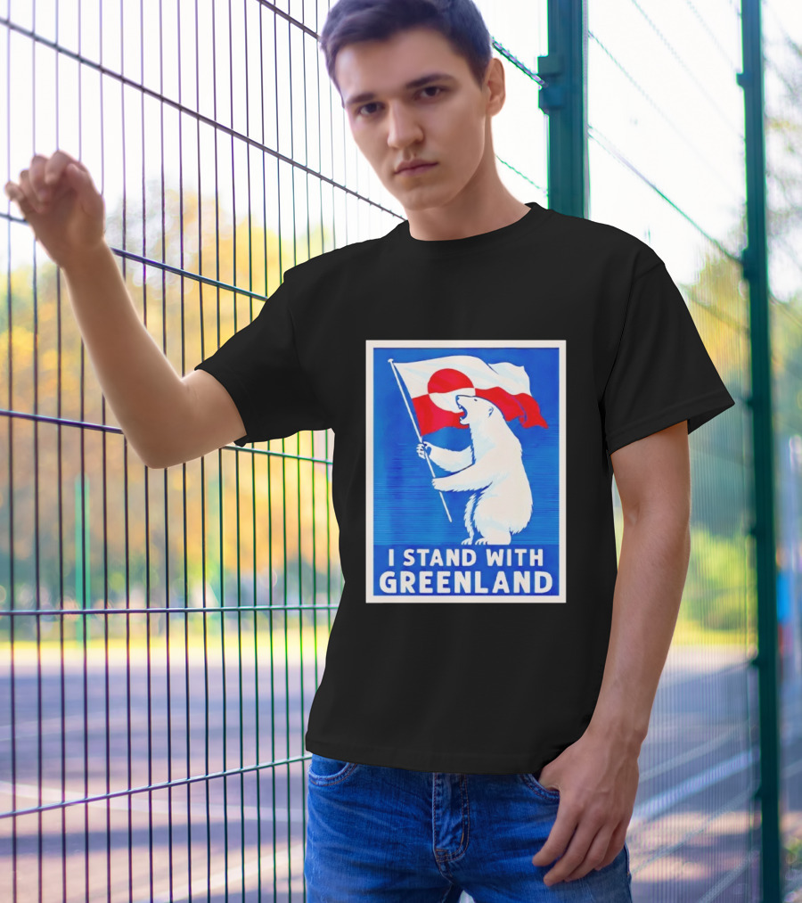 I Stand With Greenland Polar Bear Flag White Bear T-Shirt