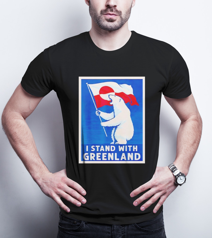 I Stand With Greenland Polar Bear Flag White Bear T-Shirt