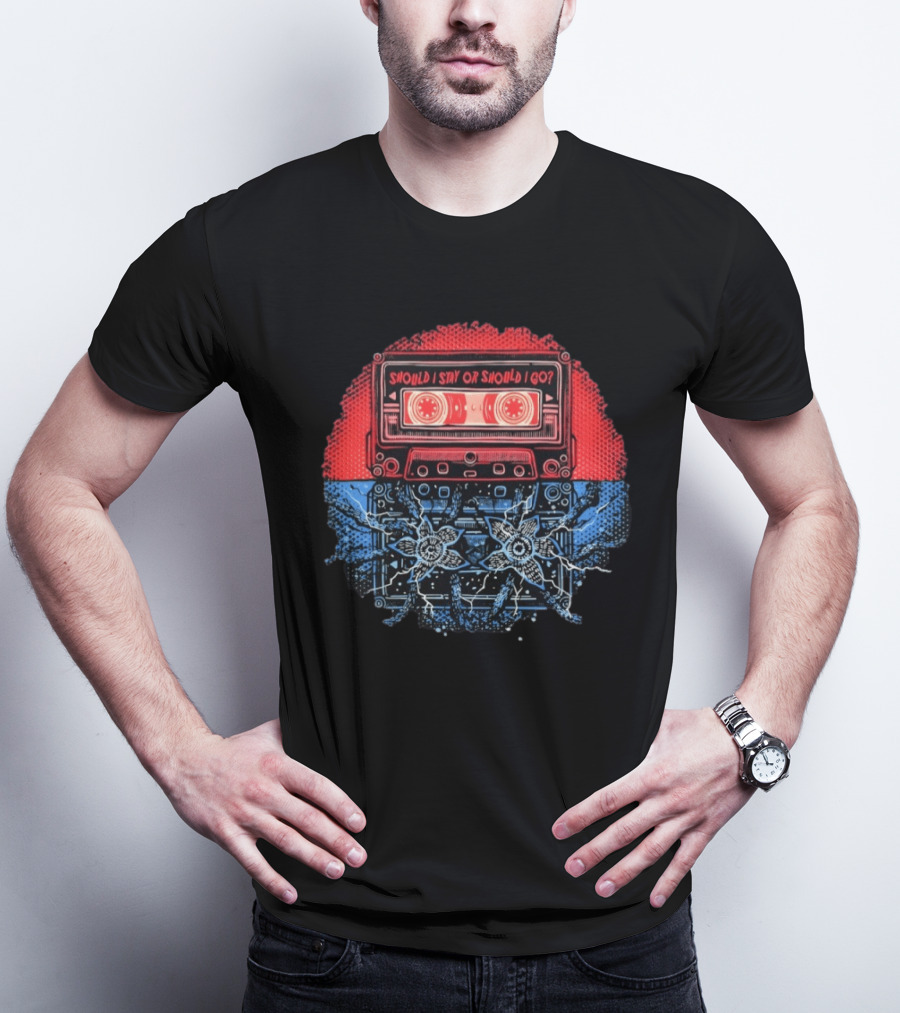 Should I Stay Or Should I Go Strange Music Stranger Things Cassette Tape T-Shirt
