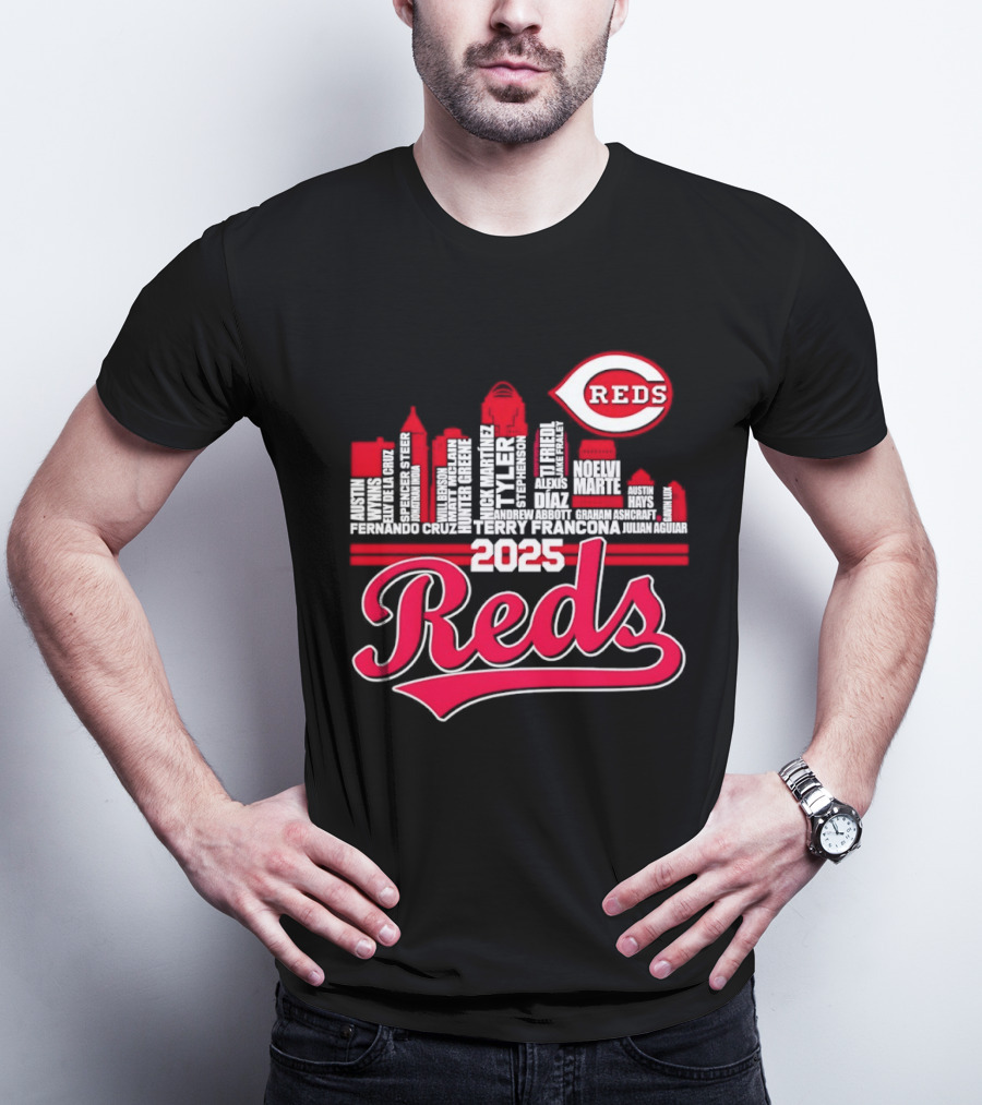Cincinnati Reds Skyline Players 2025 Reds T-Shirt