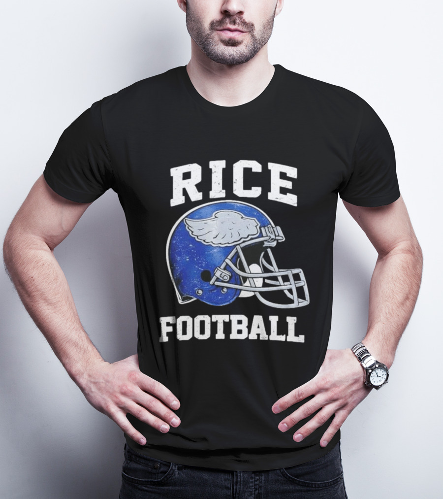 Rice Football Blue Winged Helmet T-Shirt