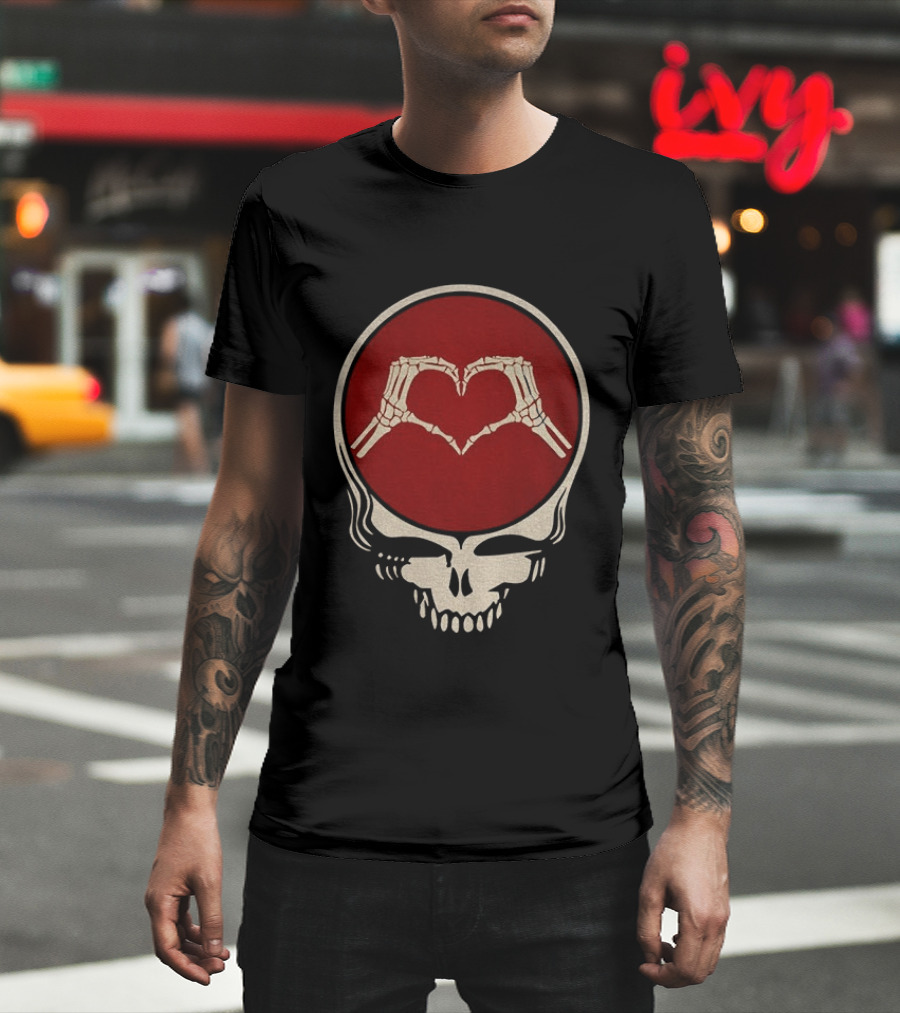 Grateful Dead Skull Skeleton Heart Hands Valentines Jerry Garcia Bob Weir T-Shirt
