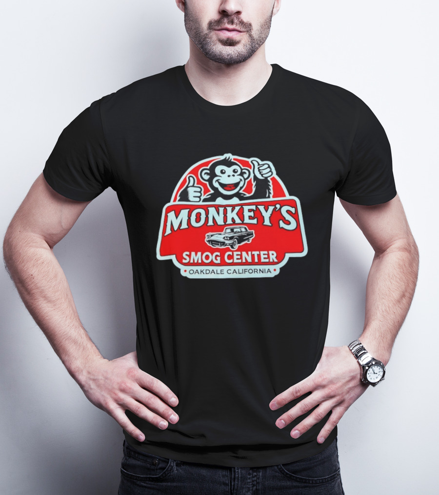 Monkey's Smog Center Oakdale California Thumbs Up Classic Car T-Shirt