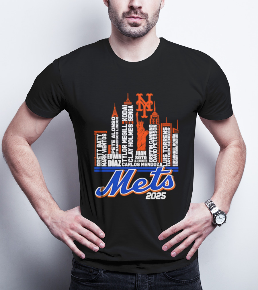 New York Mets Players City Skyline 2025 T-Shirt