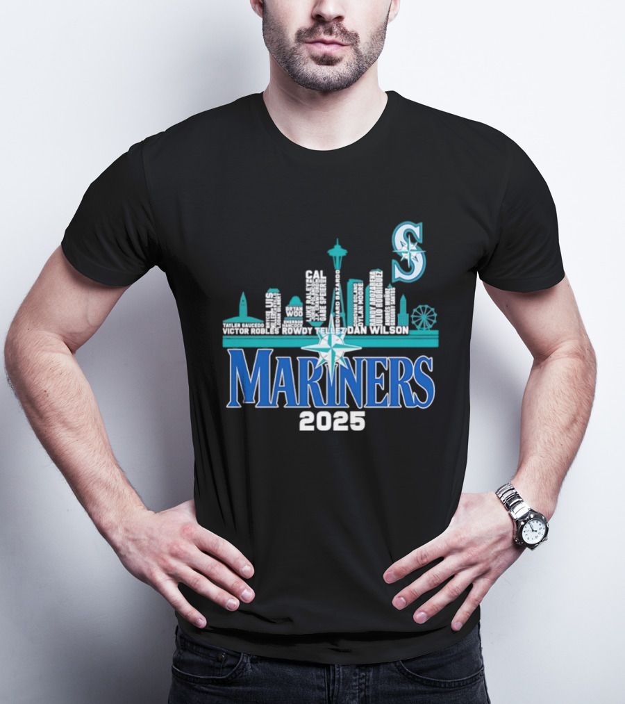 Seattle Mariners 2025 City Skyline Player Names Iconic S T-Shirt