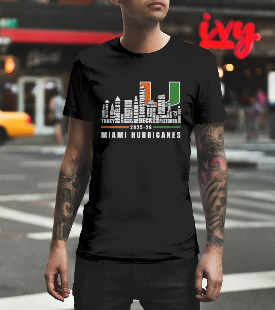 Skyline City Miami Hurricanes 2023 24 Player Names U T-Shirt