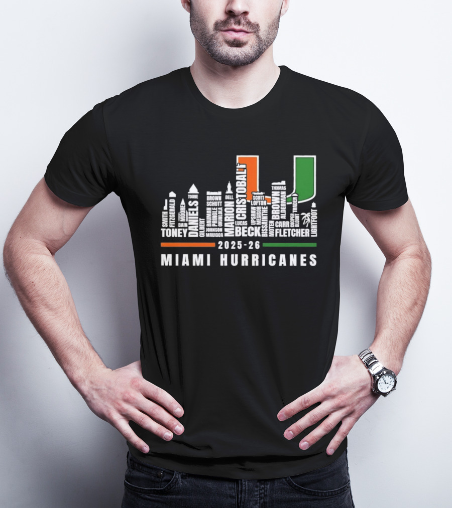 Skyline City Miami Hurricanes 2023 24 Player Names U T-Shirt