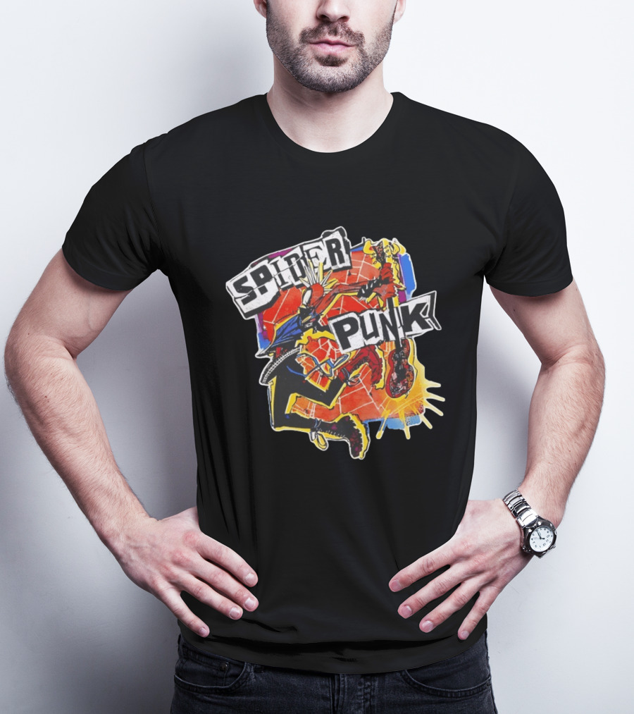 Spider Punk Guitar Hero Rebellion Web Burst T-Shirt