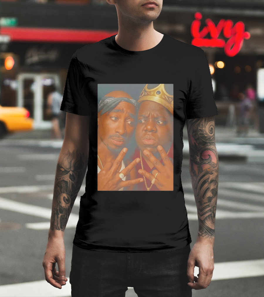 2Pac Biggie Smalls Meme With Bandana And Crown T-Shirt