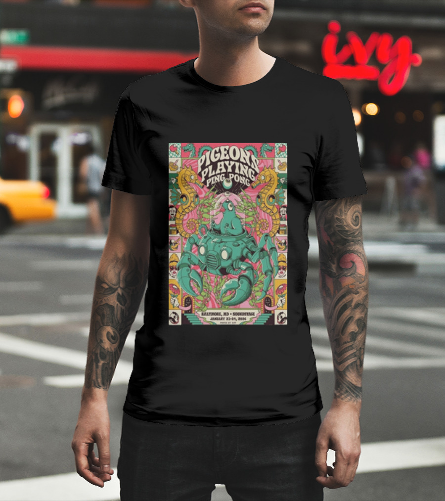 Pigeons Playing Ping Pong Baltimore MD Soundstage January 23 24 2026 Robot Octopus T-Shirt