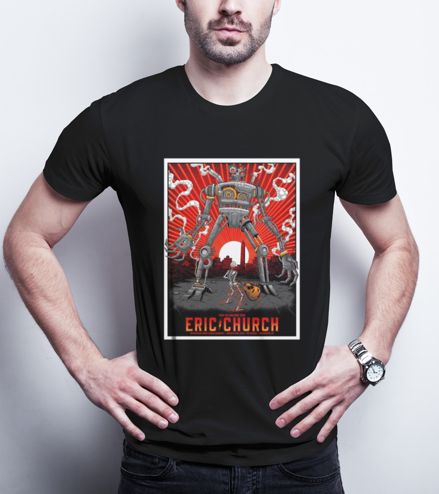 Eric Church Free The Machine Tour Jan 22 2026 The Anthem Washington DC With Special Guest Caylee Hammack Robot T-Shirt
