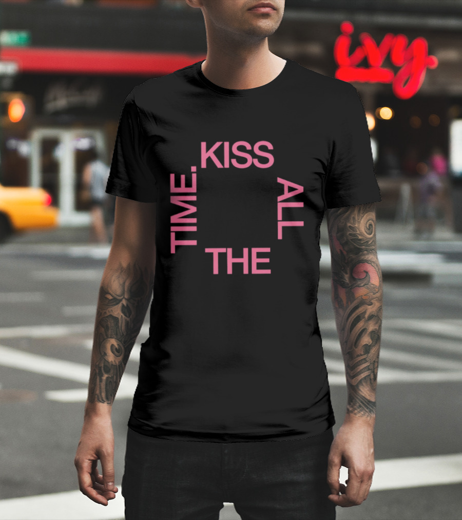 Kiss All The Time Text Circle T-Shirt