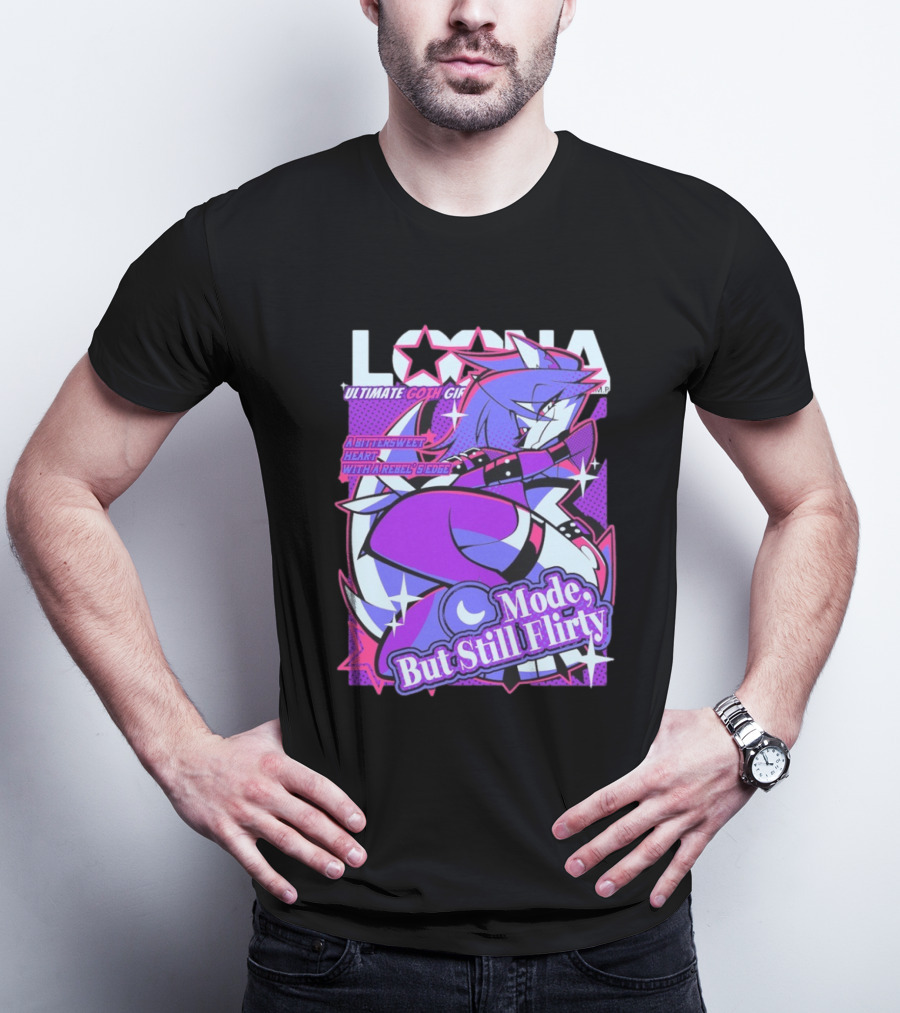 Loona Ultimate Goth Girl Mode But Still Flirty Helluva Boss A Bittersweet Heart With Rebel Edge T-Shirt