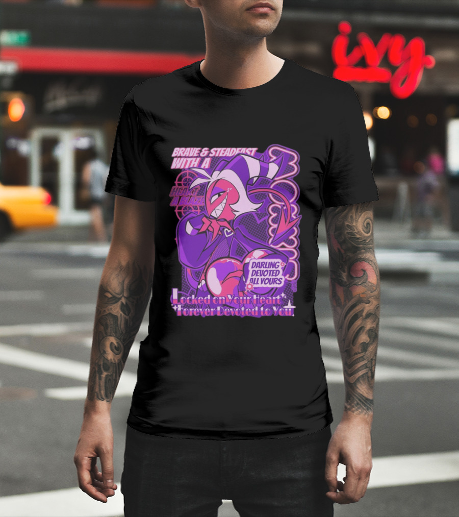 Brave And Steadfast Moxxie With A Heart Ablaze Darling Devoted All Yours Locked On Your Heart Forever Devoted To You T-Shirt