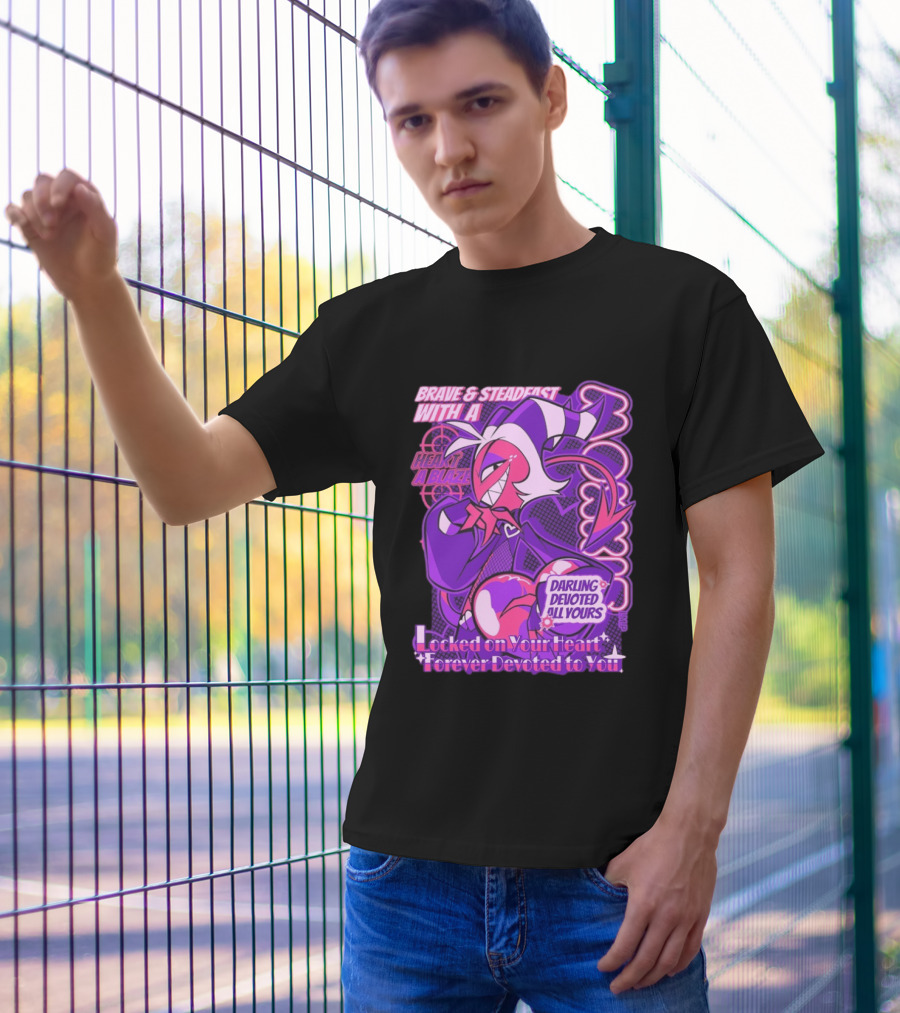 Brave And Steadfast Moxxie With A Heart Ablaze Darling Devoted All Yours Locked On Your Heart Forever Devoted To You T-Shirt