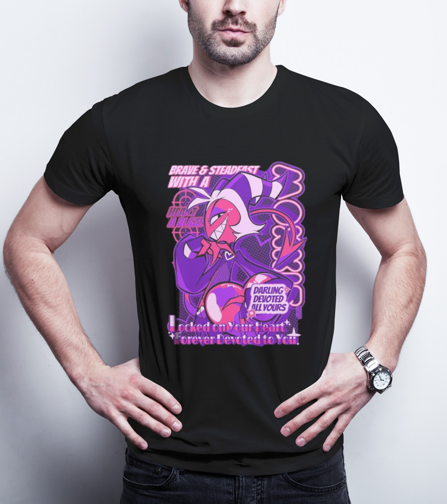 Brave And Steadfast Moxxie With A Heart Ablaze Darling Devoted All Yours Locked On Your Heart Forever Devoted To You T-Shirt