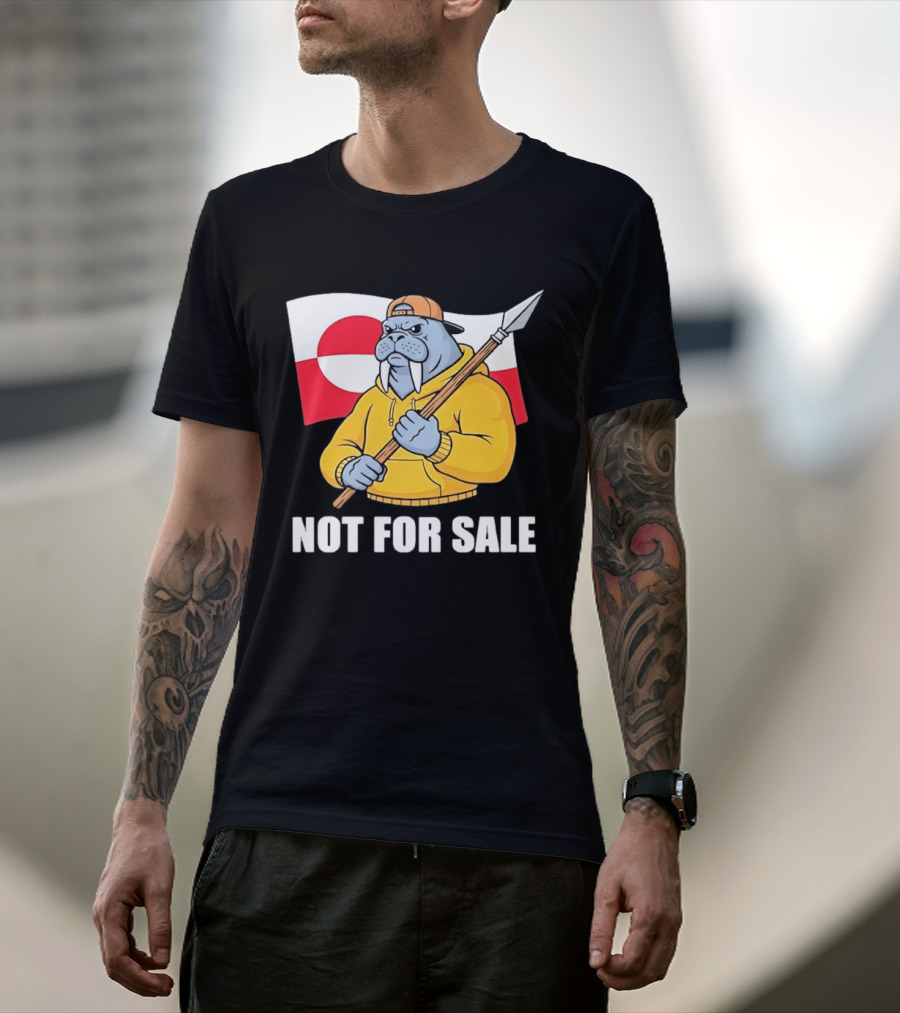Walrus Holding Spear Greenland Flag Not For Sale T-Shirt