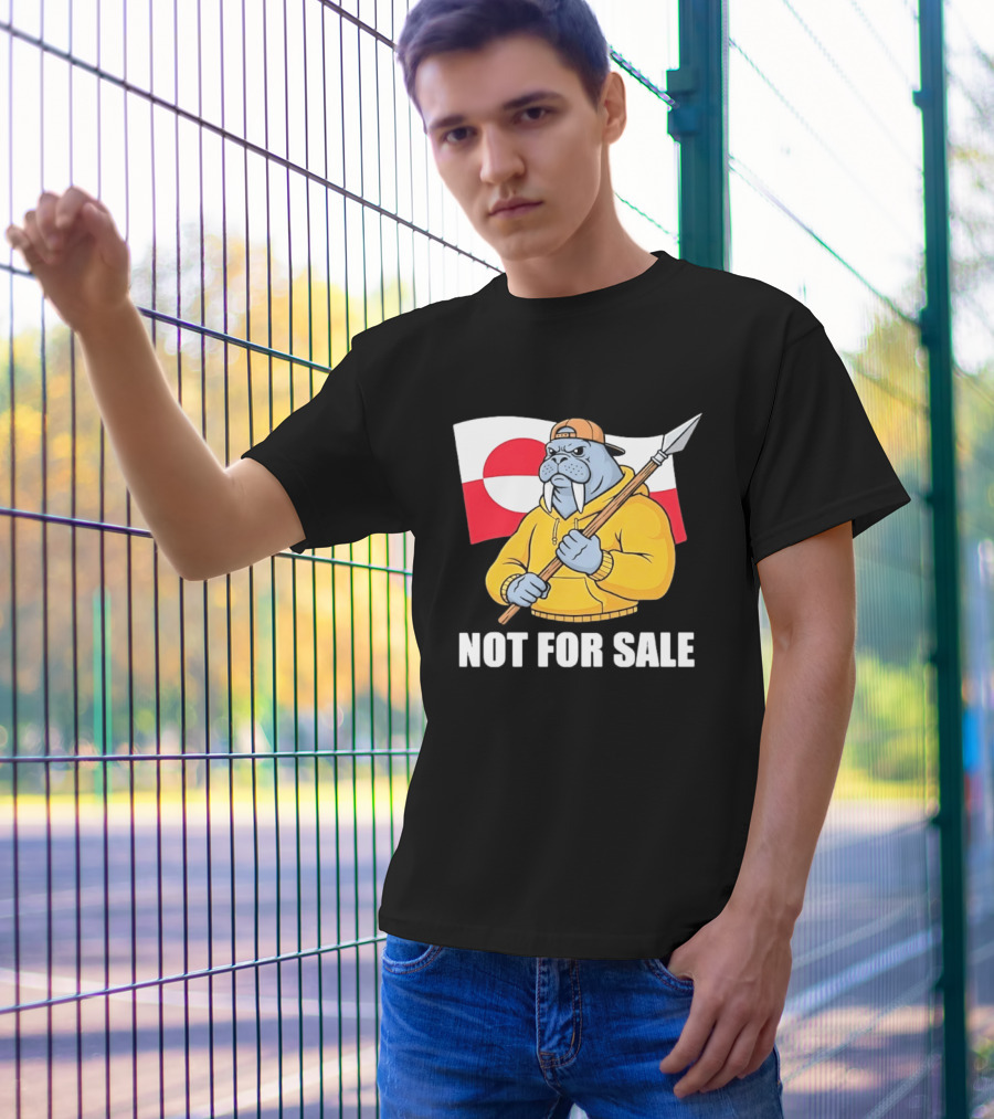 Walrus Holding Spear Greenland Flag Not For Sale T-Shirt