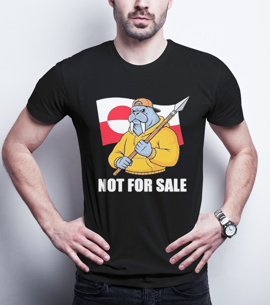 Walrus Holding Spear Greenland Flag Not For Sale T-Shirt