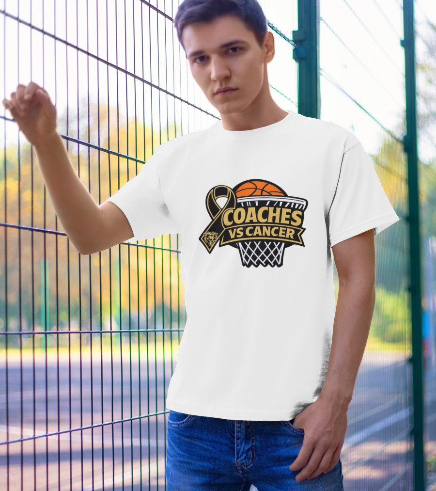 Coaches Vs Cancer Chicago Bears Basketball Ribbon Collaboration T-Shirt