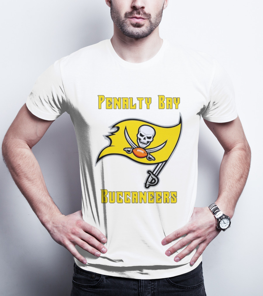 Penalty Bay Buccaneers Yellow Flag Football Skull Swords T-Shirt