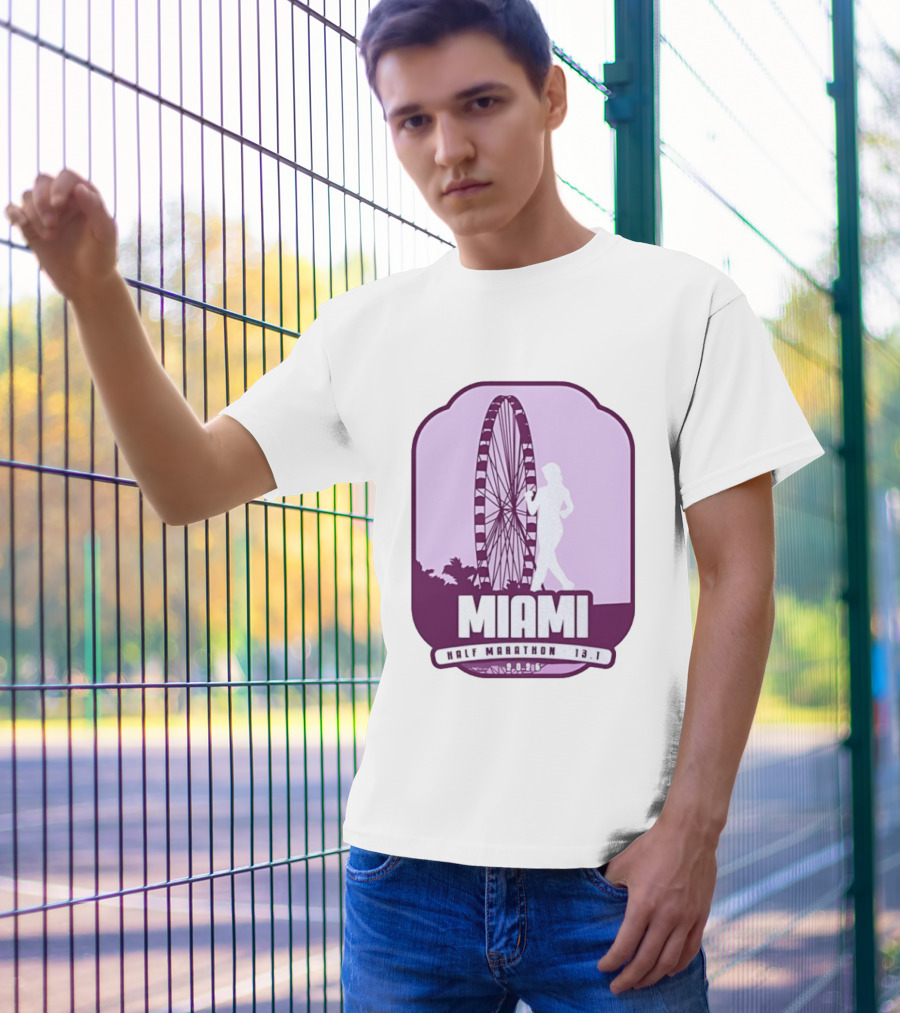 MIAMI Half Marathon 13.1 February 2 2025 Ferris Wheel T-Shirt