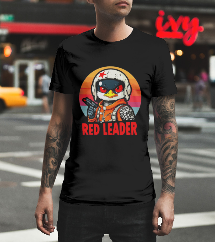 Red Leader Loon Pilot Retro Sunset T-Shirt
