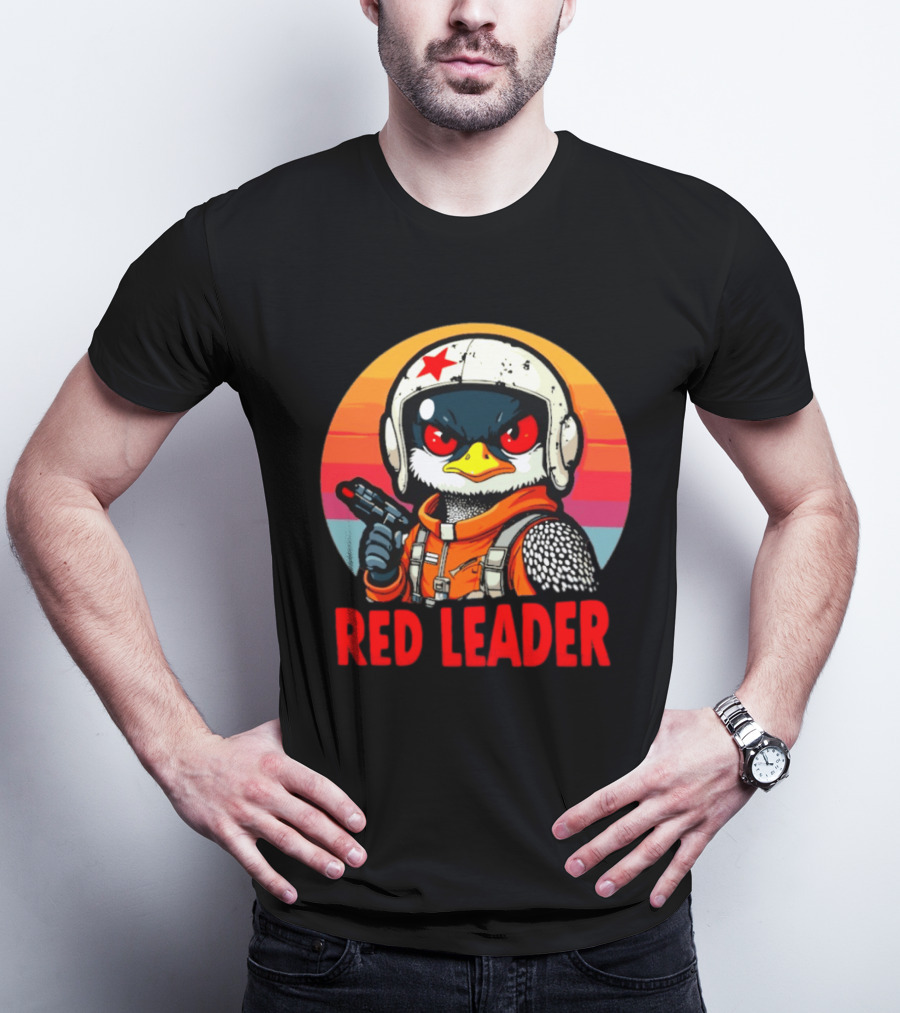 Red Leader Loon Pilot Retro Sunset T-Shirt