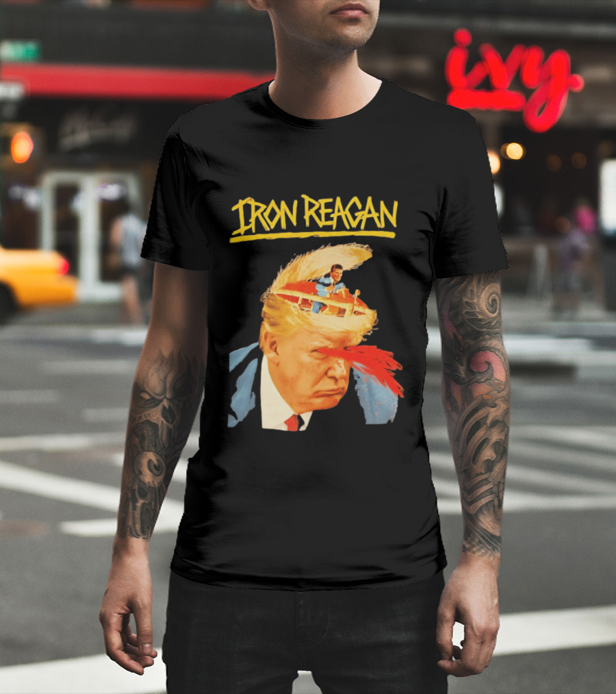 Iron Reagan Trump Cartoon Laser Beam Eye T-Shirt