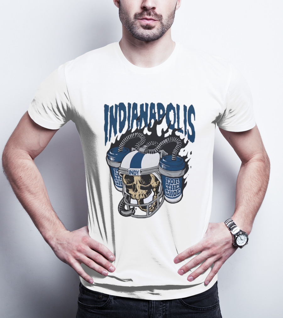 Indianapolis Colts Skull Helmet Indy For The Shoe T-Shirt