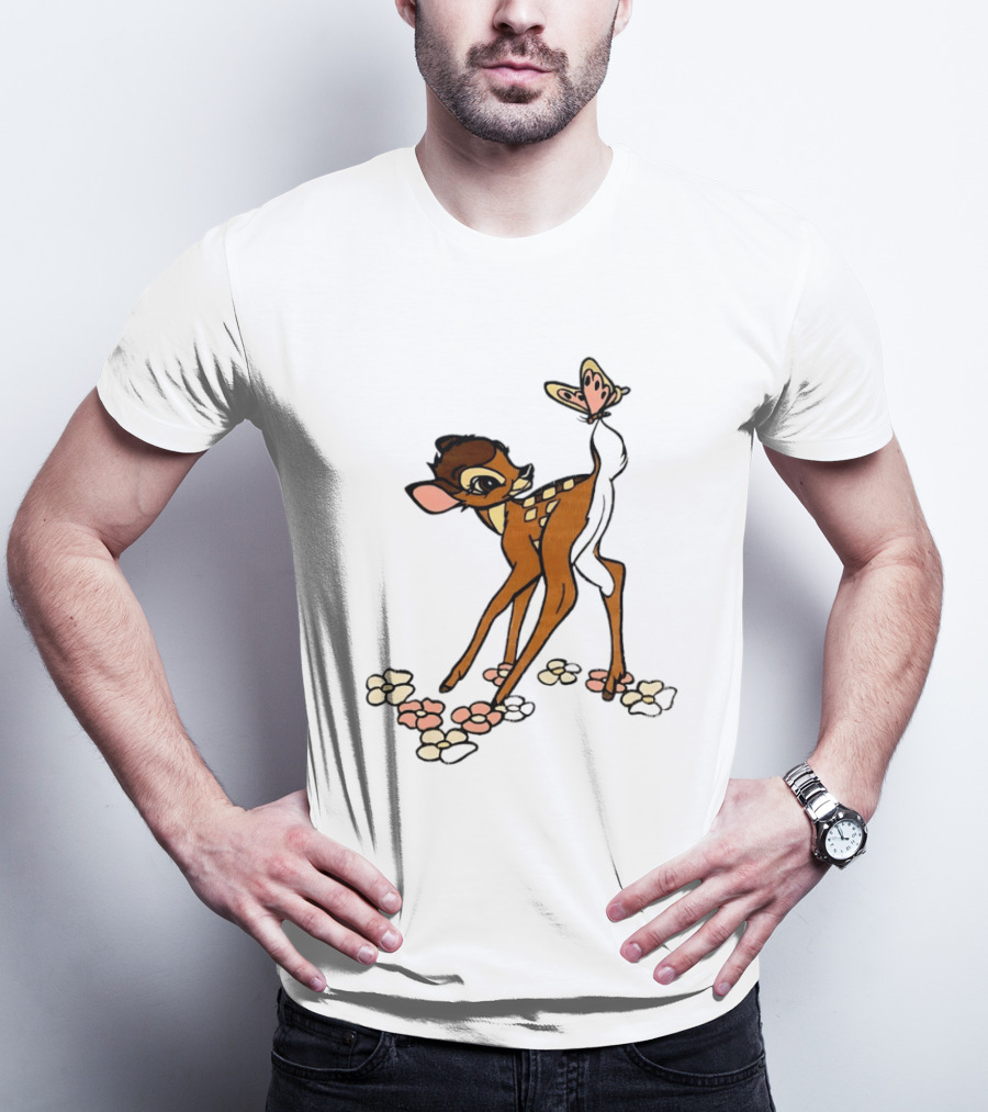 Bambi Baby Deer Butterfly Vintage Disney T-Shirt