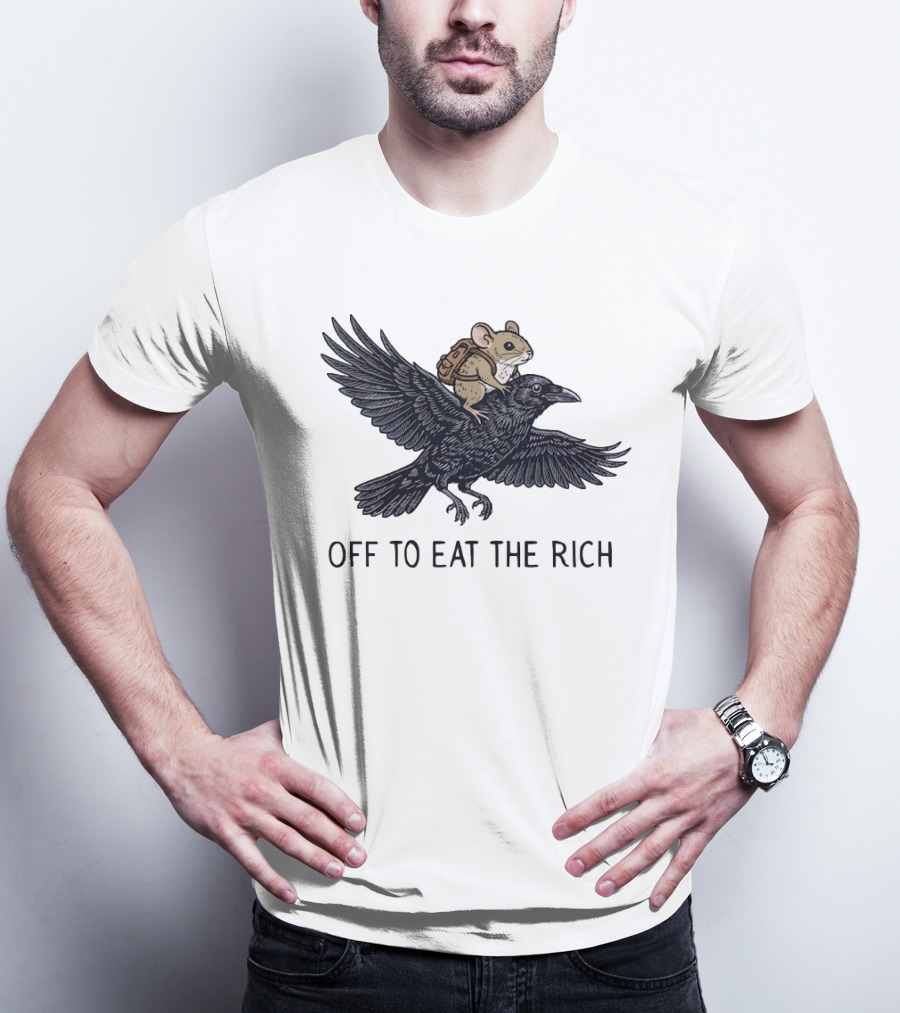 Mouse Riding Raven Off To Eat The Rich T-Shirt