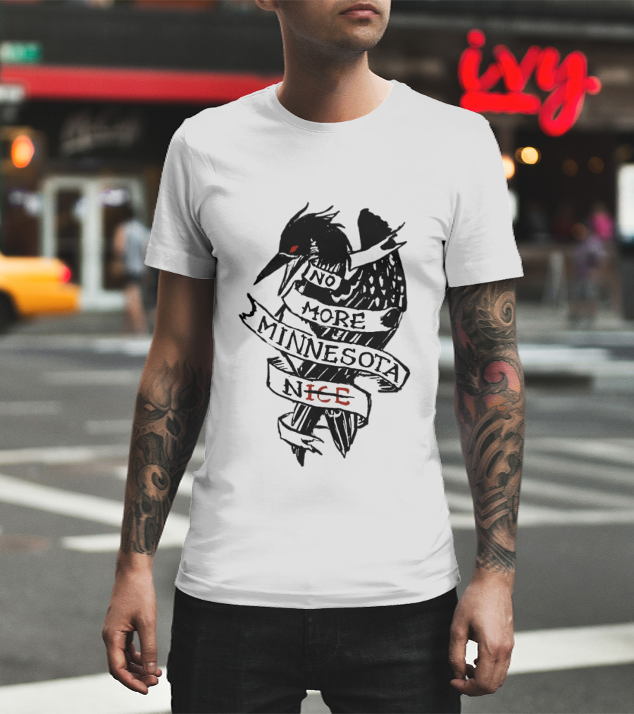 No More Minnesota Nice Black Bird Banner T-Shirt