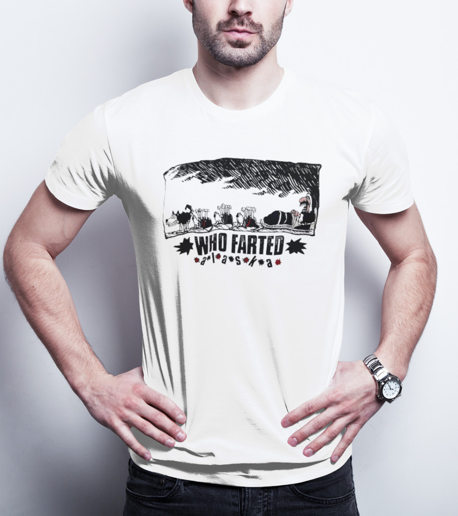 Who Farted Alaska Dog Sledding Adventure Cartoon Humor T-Shirt