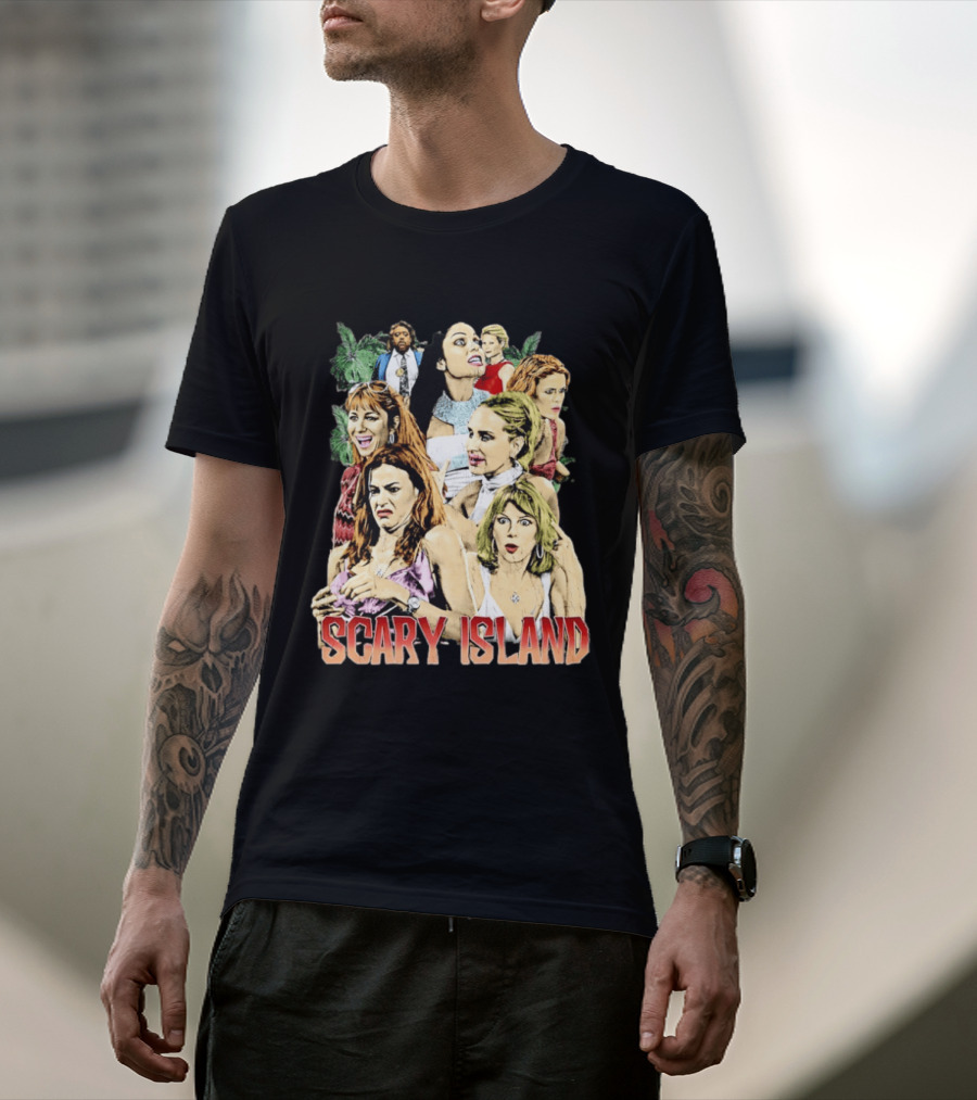 Scary Island Characters Jungle Adventure Cast Collage T-Shirt