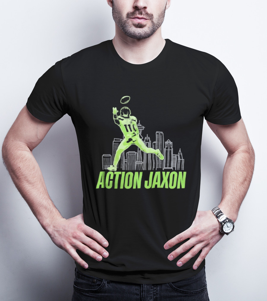 Seattle Football Jaxon Smith Njigba Action Jaxon Skyline T-Shirt