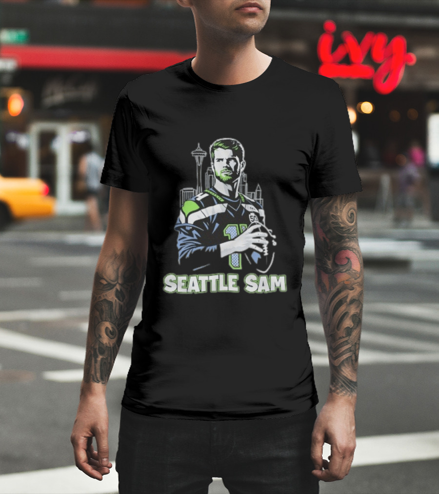 Seattle Sam 11 Football Skyline T-Shirt