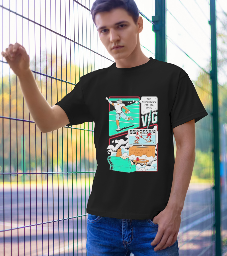 This Touchdowns For You Jesus Violent Gentlemen Hockey Club V/G T-Shirt