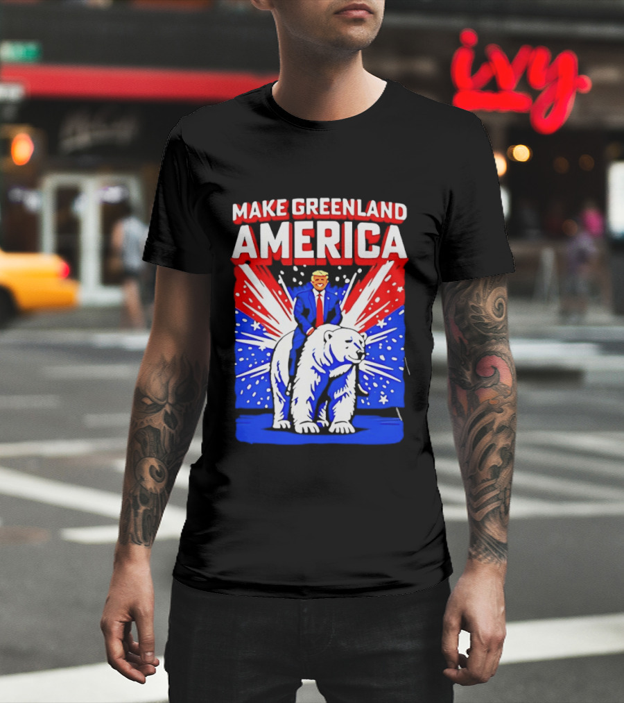 Make Greenland America Trump Riding Polar Bear T-Shirt