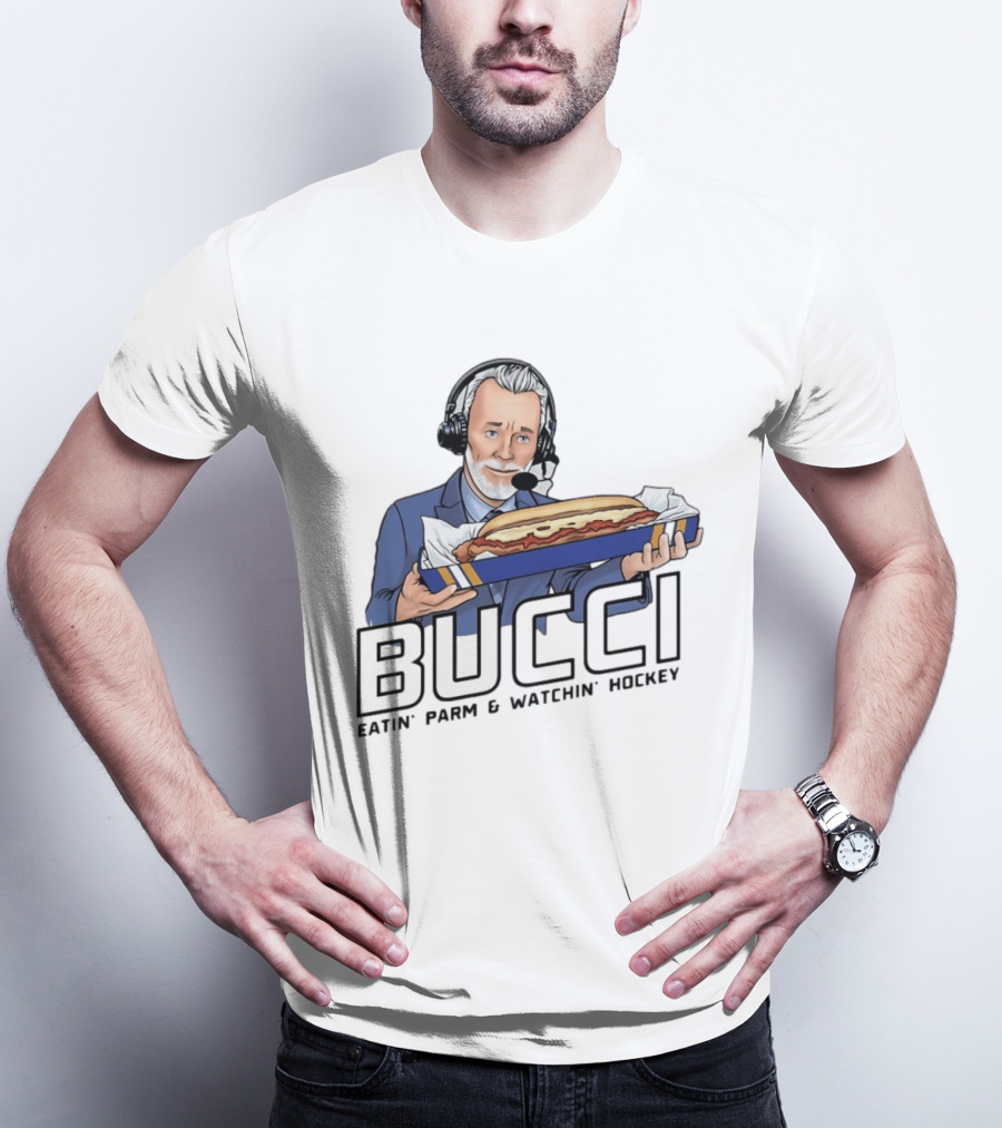 BUCCI Eatin' Parm And In' Hockey With Headset And Sub Sandwich T-Shirt