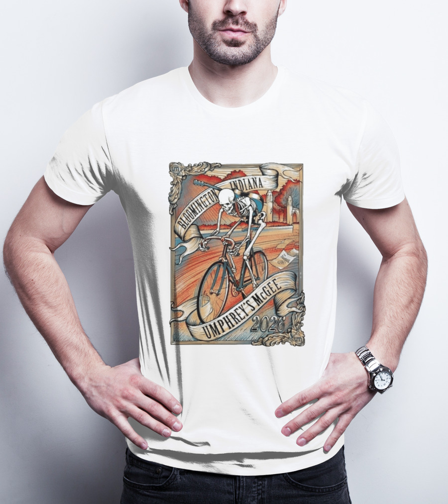 Umphrey's McGee Bloomington Indiana 2026 Skeleton Cycling T-Shirt