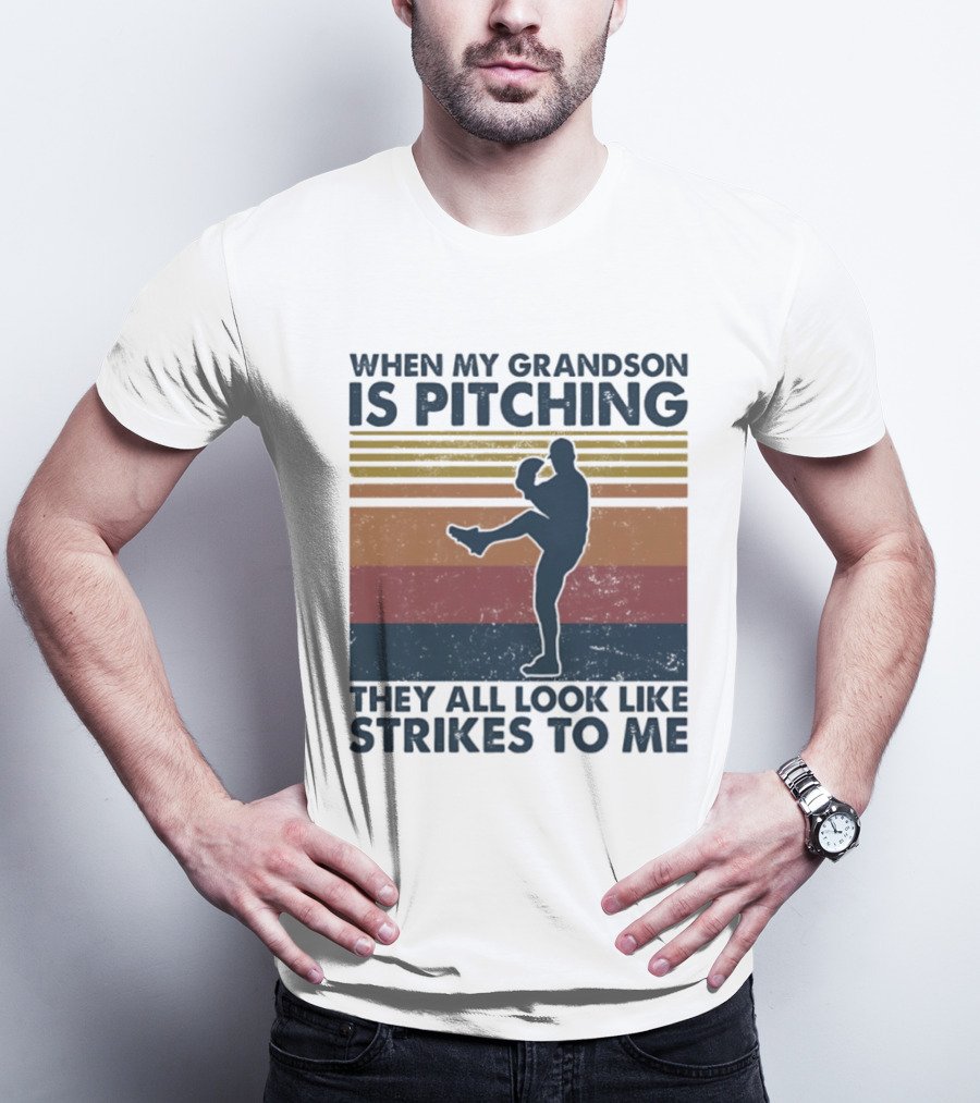 Grandson Pitching Baseball Strikes T-Shirt