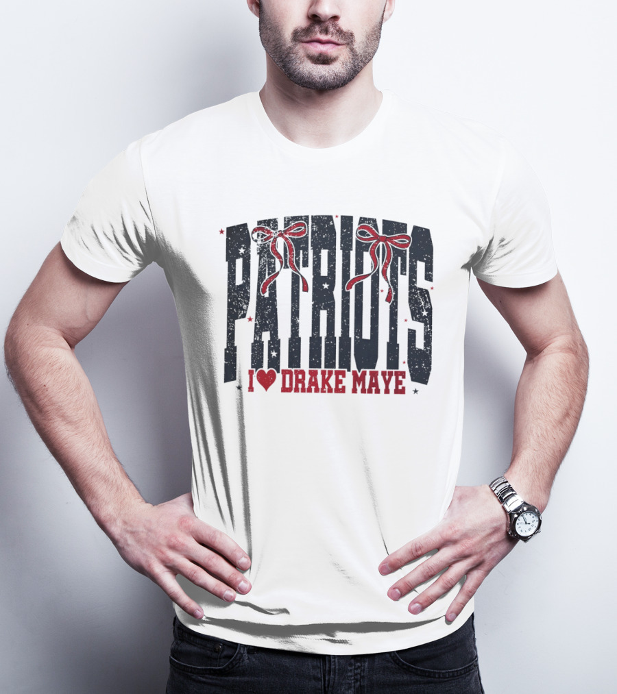Patriots Bow I Love Drake Maye T-Shirt