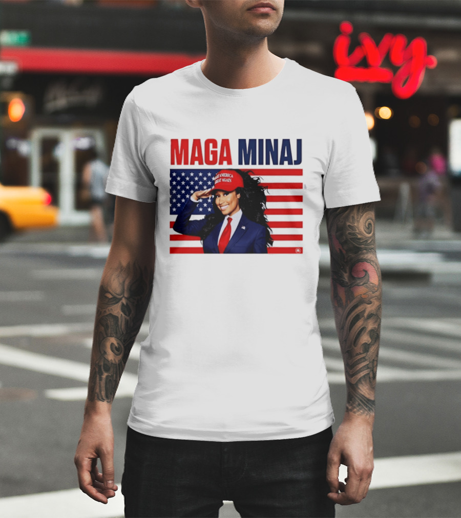MAGA Minaj Make America Great Again America Flag T-Shirt