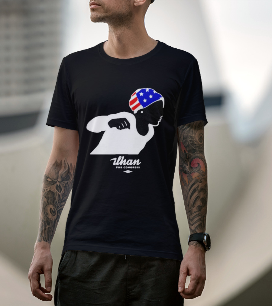 Ilhan For Congress Patriotic Runner Icon Don't Let Bullies Win T-Shirt