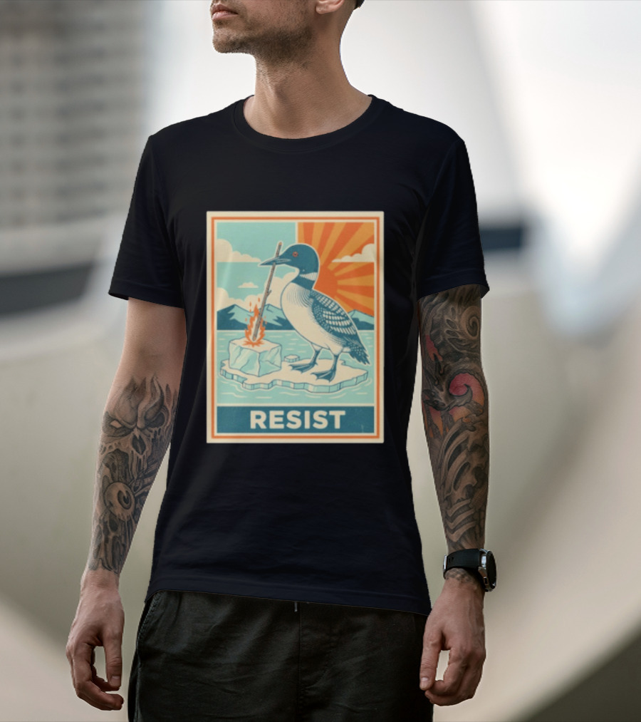 Loon Resist Climate Change Minnesota ICE Nature Conservation T-Shirt