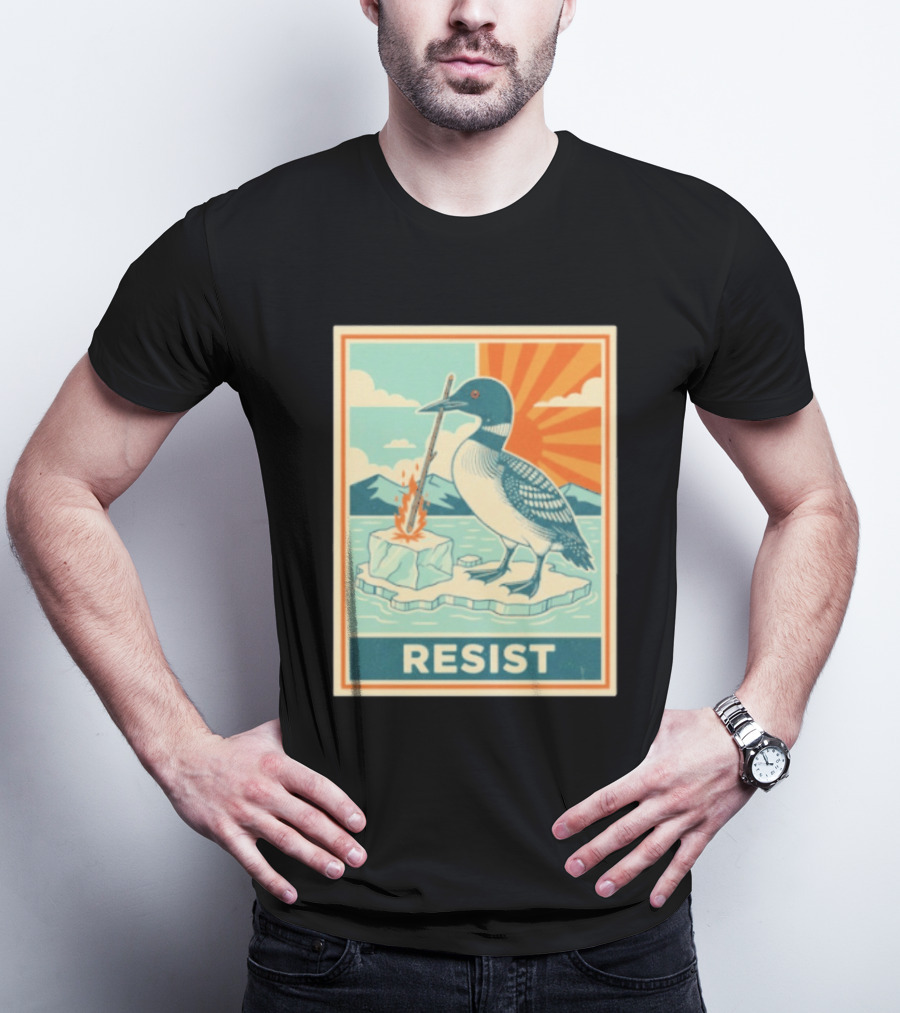 Loon Resist Climate Change Minnesota ICE Nature Conservation T-Shirt