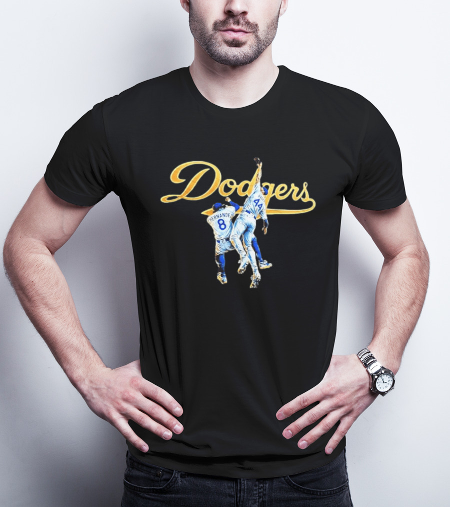 Dodgers Hernandez 8 Pages 44 Jumping Celebration T-Shirt
