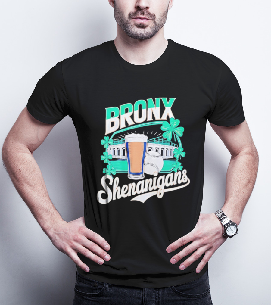 Bronx Shenanigans Beer Baseball Stadium Clover St Patricks Day 2026 T-Shirt